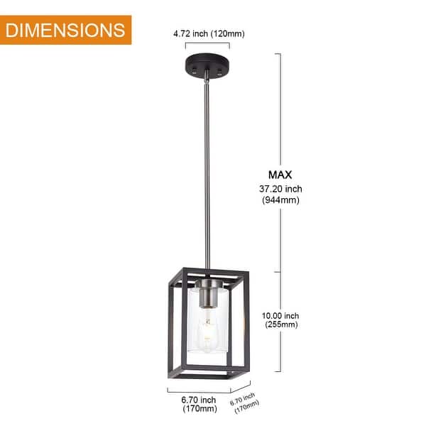Vinluz 1-Light Square/Rectangle Pendant Light with Clear Glass - Bed ...