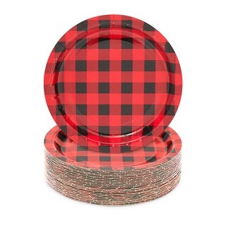 Buffalo Plaid Paper Plates for Lumberjack Birthday Party, Baby Shower ...