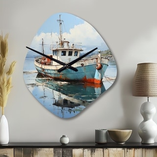 Fishing Boat At The Port - Coastal Boat Large Wall Clocks - Nautical ...