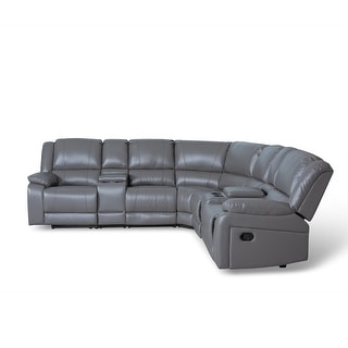 PU Leather 5-Seat Reclining Sectional Sofa with 2 Manual Recliners ...