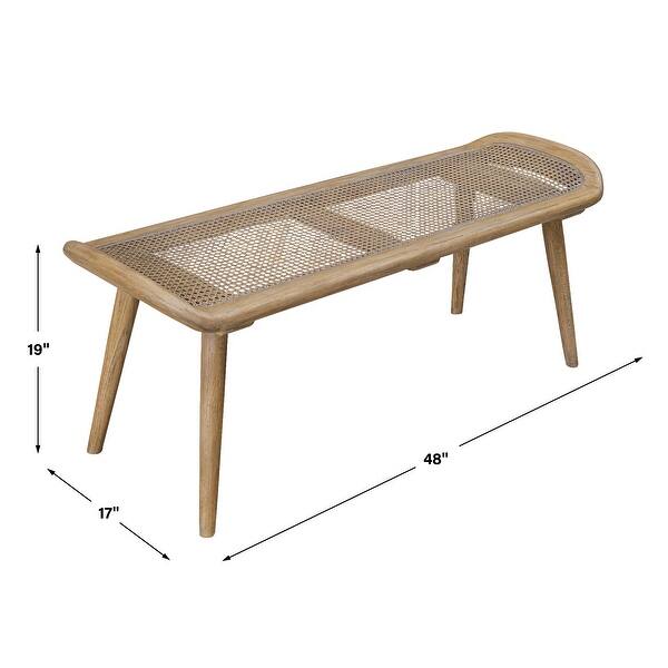 Uttermost Arne Woven Rattan Bench - 48"W x 19"H x 17"D - Bed Bath ...