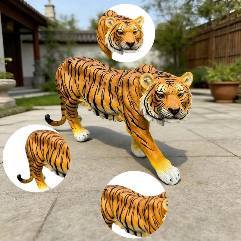 GDFStudio - Resin Simulated Tiger Statue Indoor Outdoor Garden Yard Art ...