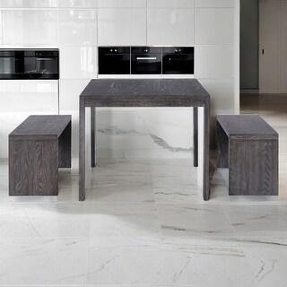 60 Inch Long Dining Table and 2 Benches, 3 Piece Dining Set for Kitchen ...