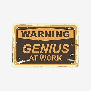 Warning Genius at Work Funny Tin Sign 12" x 8" - 12" x 8" - Bed Bath ...