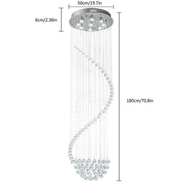 LED Light Luxury Crystal Spiral Rain Drop Ceiling Light Pendant - 19.7 ...