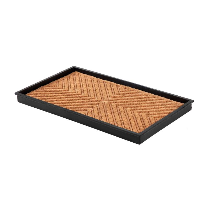 Jani Natural & Recycled Rubber Boot Tray with Cross Embossed Coir ...