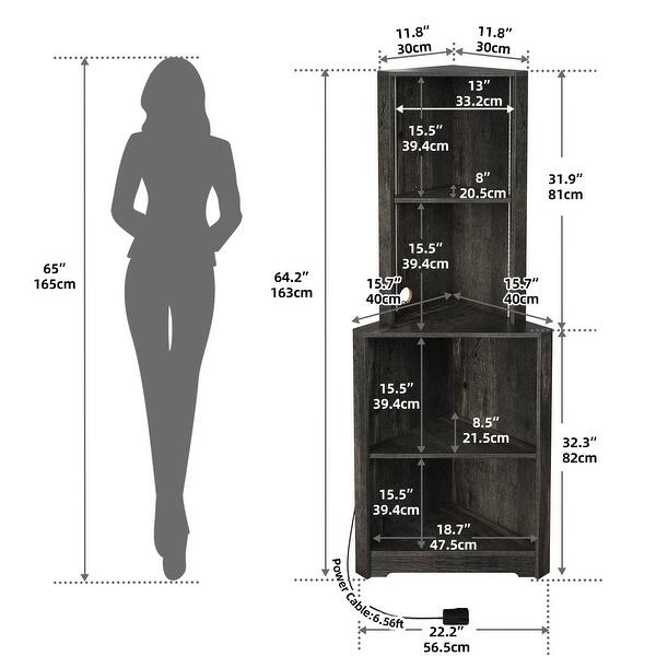 Moasis 4-Tier Corner Cabinet Bar Display Shelves & Storage Rack with ...