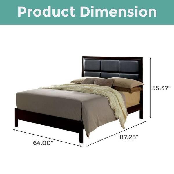 Contemporary Style queen bed frame Espresso bed size Wood covered ...