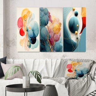 Designart "Circular Fusion In Shades Of Retro Blue" Modern Geometric ...