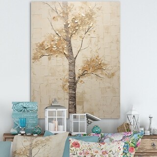 Designart "Beige Trees Oak Solitude" Tree Oak Wall Art - Bed Bath ...
