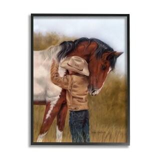 Stupell Boy Hugging Horse Painting Framed Giclee Art Design by Victoria ...