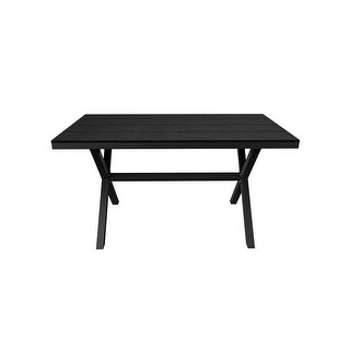 Rectangular Outdoor Dining Table with Imitation Wood Grain - Bed Bath & Beyond - 39955623