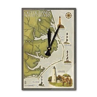 Outer Banks, North Carolina - Lighthouse & Town Map - Lantern Press ...