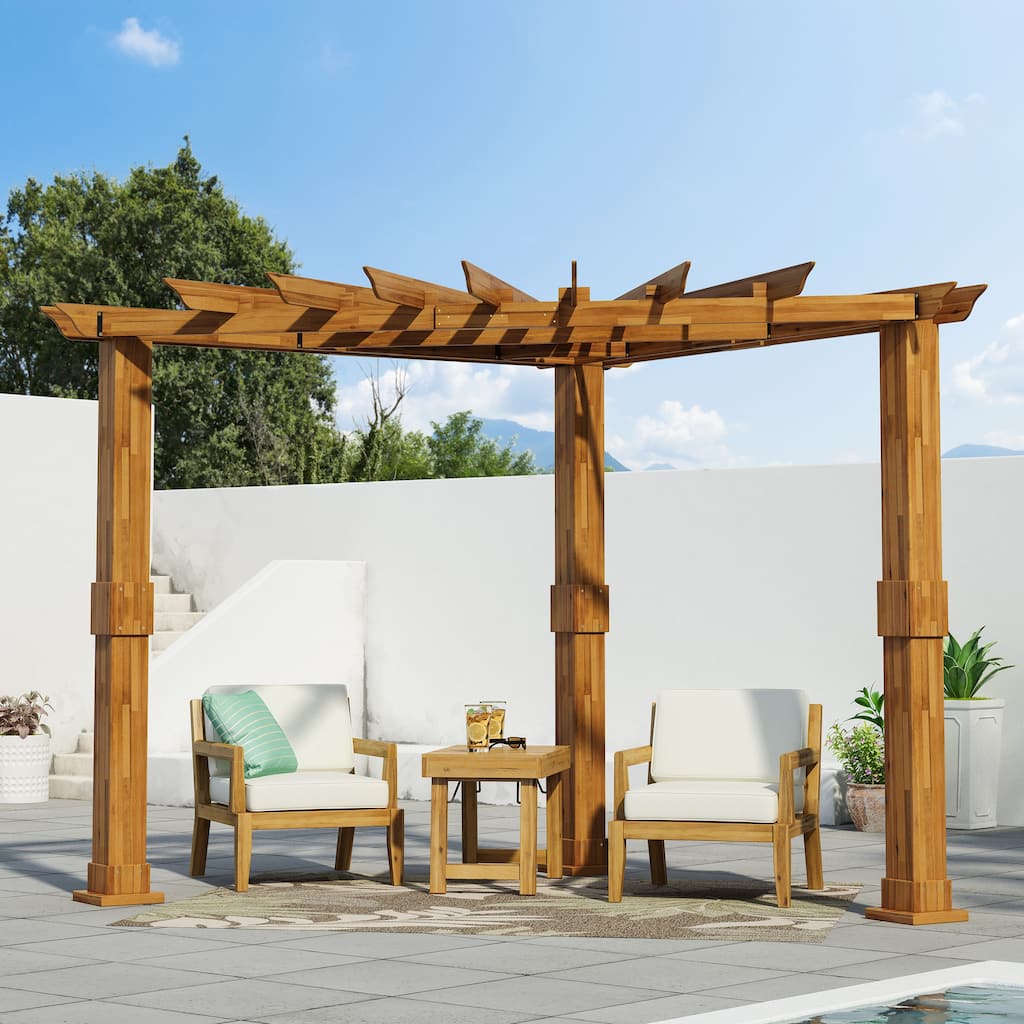 Dilan Outdoor Acacia Wood Triangle Pergola by Christopher Knight Home ...