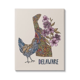 Stupell Delaware Blue Hen State Flower Intricate Blossoms Canvas Wall ...