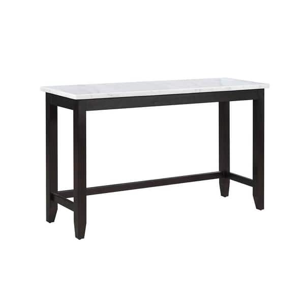 Rectangular Marble Top Counter Height Table in Rustic Espresso and ...