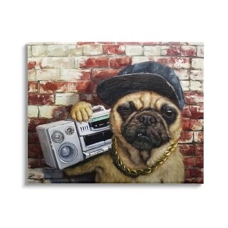 Stupell Urban Pug Dog Boombox Music Chain Necklace Canvas Wall Art ...