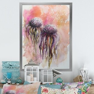 Designart "Overblown Flowers Echinacea" Traditional Framed Art Print ...