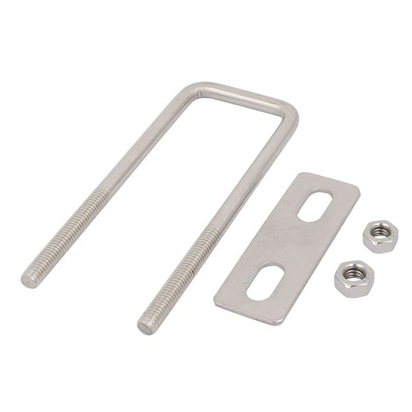4pcs M6 100mm Length 304 Stainless Steel Square U Bolt w Hex Nut Plate ...