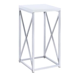 13.25 in. Silver and White Square Metal End Table, Sturdy Build End ...