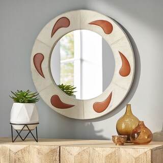Connesena Indoor Leather Handcrafted Round Wall Mirror by Christopher ...