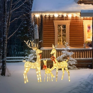 Lighted Deer Family Christmas Decorations - 3-Piece Outdoor Set with ...