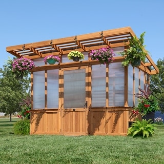 Backyard Discovery Poppy 11' x 7' Cedar Wood Greenhouse with PowerPort ...