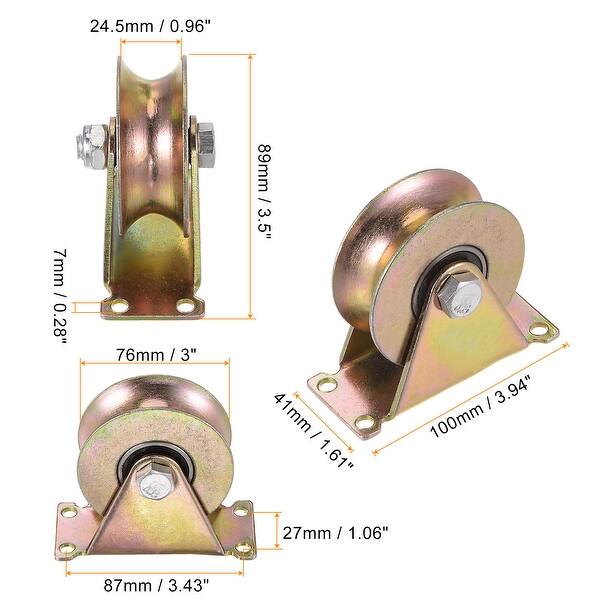 2pcs U Groove Caster 3" U-Shaped Sliding Gate Wheel for Inverted Track ...