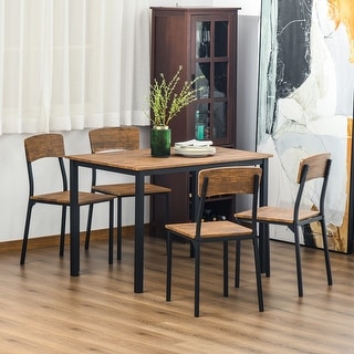 HOMCOM 5 Piece Modern Industrial Dining Table and Chairs Set for Small ...