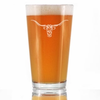 Longhorn - Beer Pint Glass - Texas Rancher Gifts - 16 Ounce - Bed Bath ...
