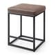 PHI VILLA 24" High Square Barstool, Backless Metal Frame Leather ...