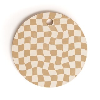Avenie Warped Checkerboard Tan Cutting Board Round - Bed Bath & Beyond ...