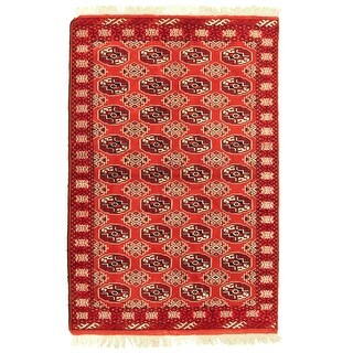 ECARPETGALLERY Hand-knotted Turkman Dark Copper Wool Rug - 4'3 x 6'3 ...