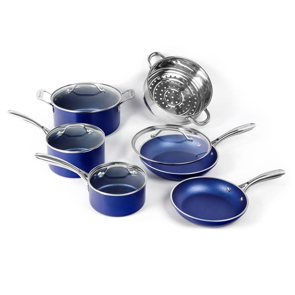 Granitestone Blue Nonstick 15 Piece Cookware and Bakeware Set - Bed ...