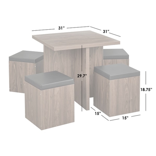 Simple Living Baxter 5 piece Table with Storage Ottoman Dining Set On Sale Bed Bath Beyond 9570455