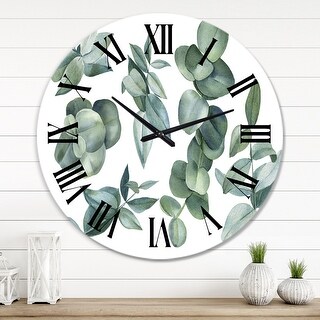 Designart 'Dark Green Eucalyptus Leaves' Traditional wall clock - Bed ...