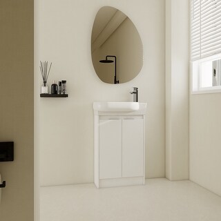 Minimalist 23" Freestanding Bathroom Vanity Cabinet with Sink and Soft ...