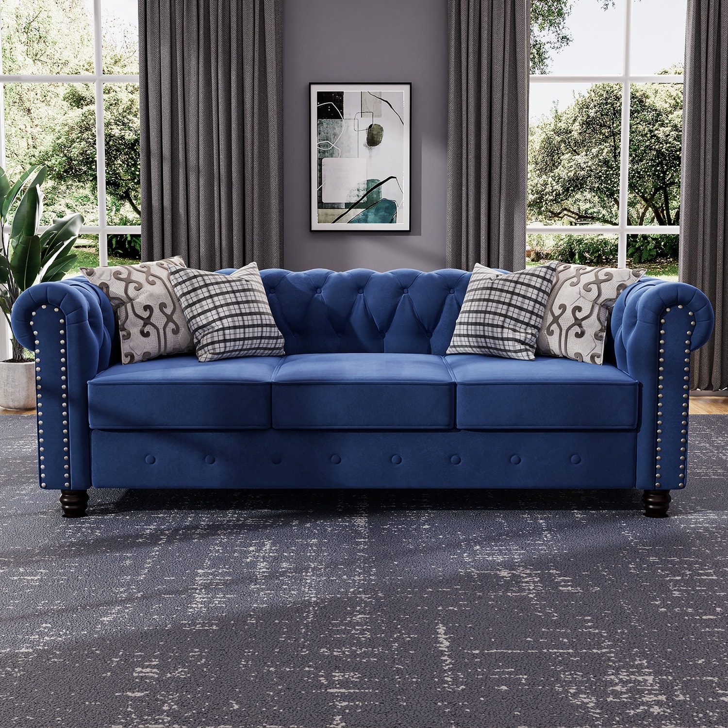 Velour chesterfield sofa store