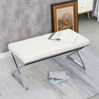 Luxury Modern Sofa Bench with Chrome Legs - Bed Bath & Beyond - 36861688