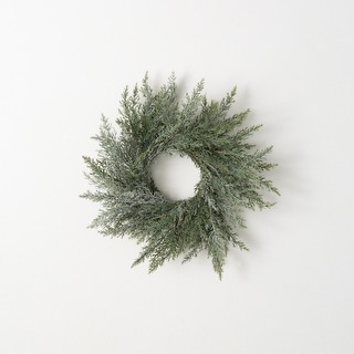 Sullivans Artificial Frosted Blue Cedar Wreath, Green Winter Wreaths ...