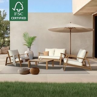 Kinger Home Ciera 4-Piece Acacia Deep Seating Patio Set - Bed Bath ...