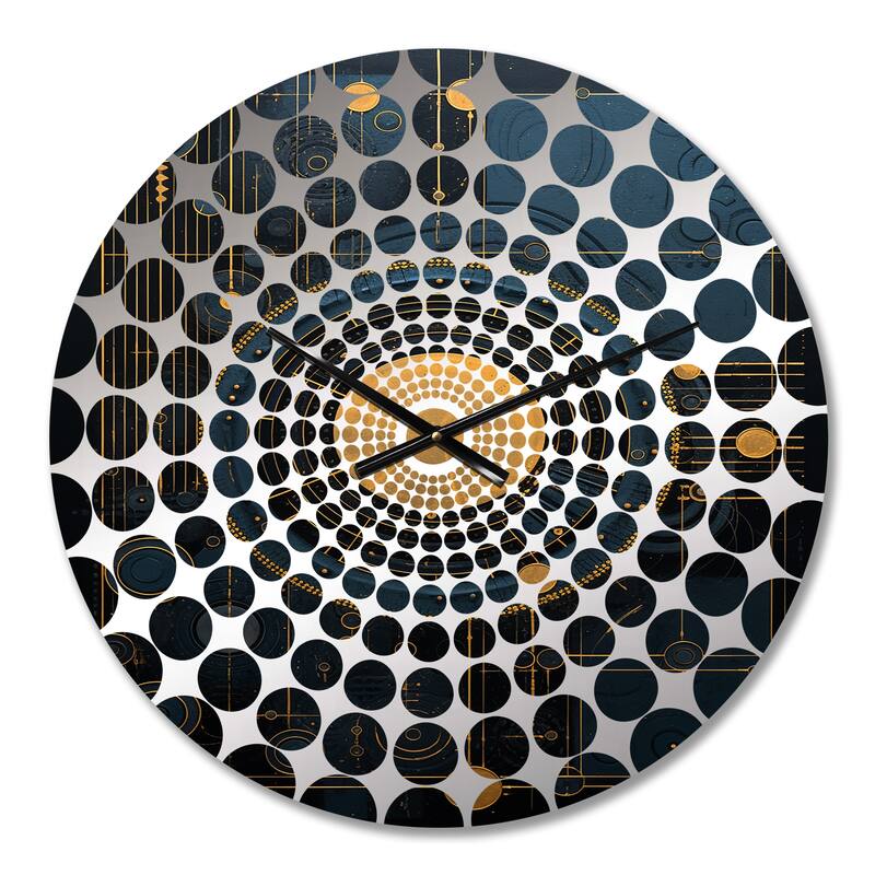 Designart "Visionary Geometry In Teal And Gold" Gold Abstract Geometric ...