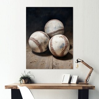Designart "Baseball Subtle Double Play" Baseball Metal Wall Art Living ...