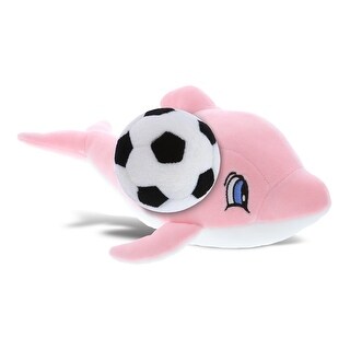 DolliBu Huggable Pink Dolphin Stuffed Animal with Soccer Ball Plush ...