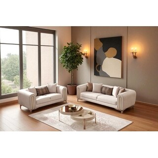 Pogba 3 - Piece (1 Sofa & 1 Loveseat & 1 Coffee Table) Velvet Living ...