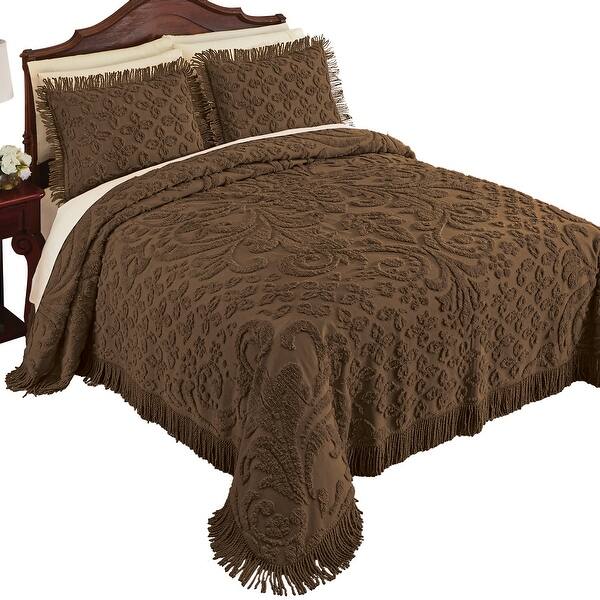 Camille Medallion Tufted Chenille Bedspread with Fringe Trim - Bed Bath ...