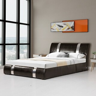 Upholstered Faux Leather Platform bed with a Hydraulic Storage System ...