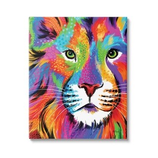 Stupell Bold Hued Lion Portrait Canvas Wall Art Design by Cat Thurman ...