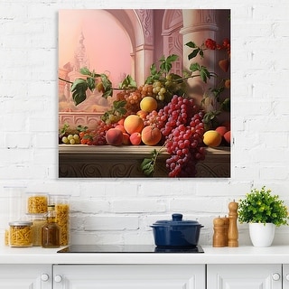 Designart "Wine Grape Fruitful Fresco I" Fruits Wall Art - Bed Bath ...