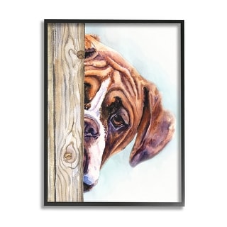 Stupell Boxer Dog Hide and Seek Puppy Portrait Framed Wall Art - Bed ...